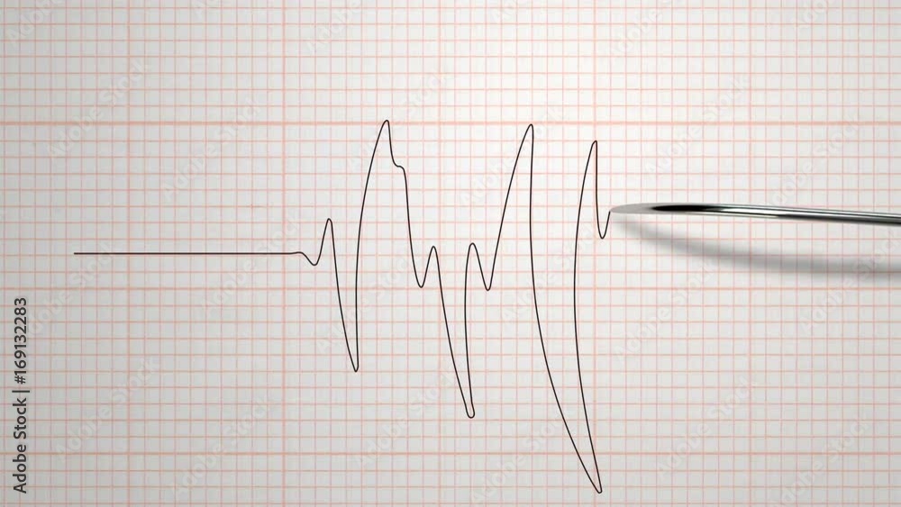 Animation of a polygraph lie detector test needle drawing a black line ...