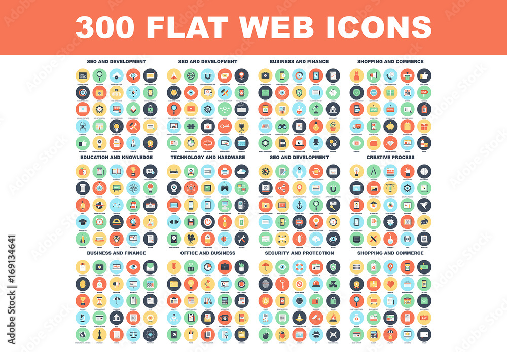 300 Colorful Round Icons 1 Stock Template | Adobe Stock