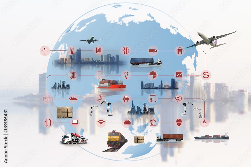 Global business of Container Cargo freight train for logistic import ...