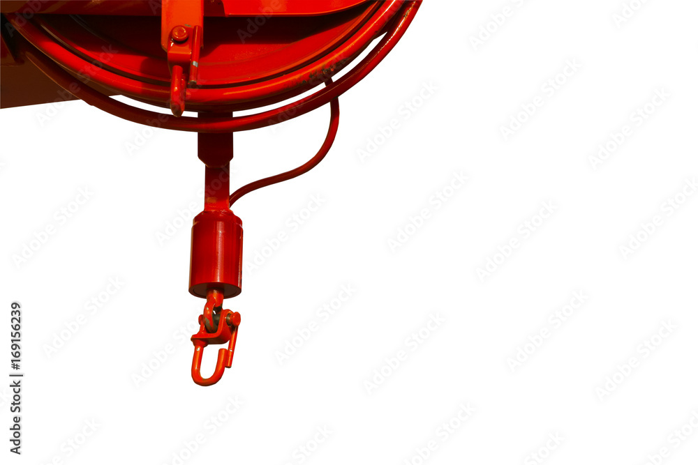 Crane limit switch / anti-two block isolated on white background Stock ...