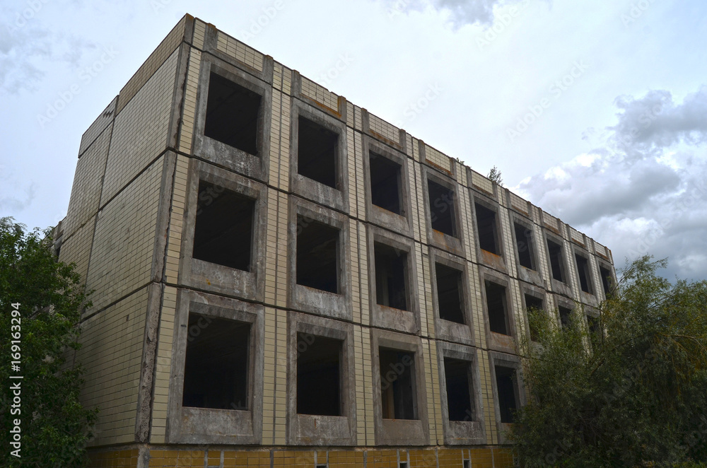 Abandoned Soviet school building construction site.Abandoned at 1991 ...