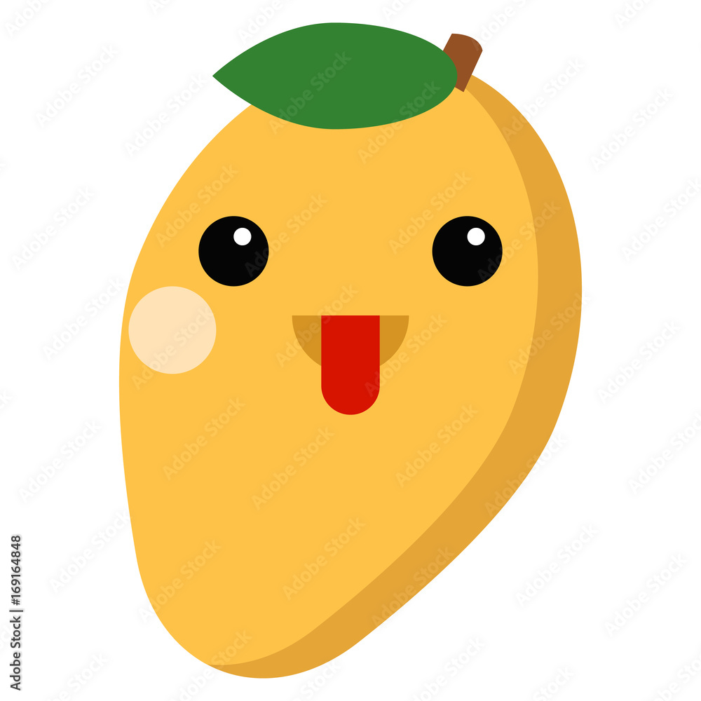 Mango face emoji with stuck-out tongue vector illustration. Flat style ...