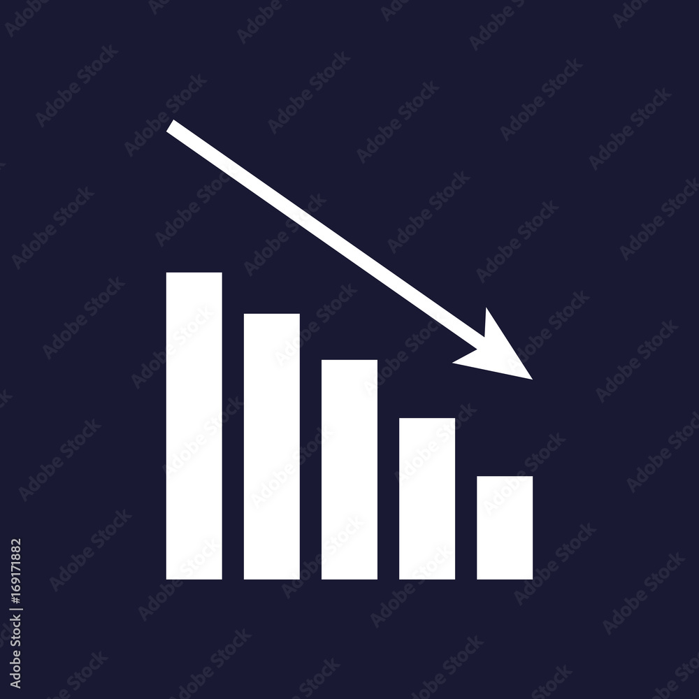 Down schedule, the decline. Infographic, chart icon, Flat vector ...