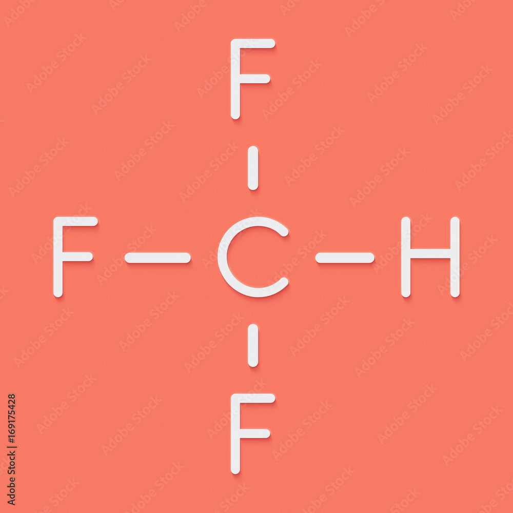 Fluoroform greenhouse gas molecule. Skeletal formula. Stock ...