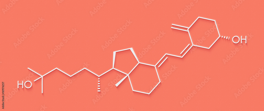 Calcifediol (calcidiol, 25-hydroxyvitamin D) molecule. Blood marker of ...