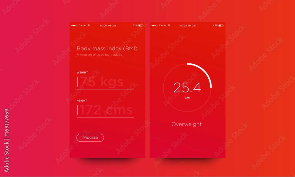 Body Mass Index BMI Calculator User Interface Design Stock Vector ...