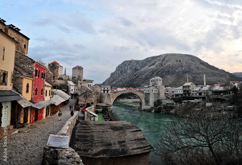 Historical Mostar Bridge (Stari Most) in city of Mostar, Bosnia and ...