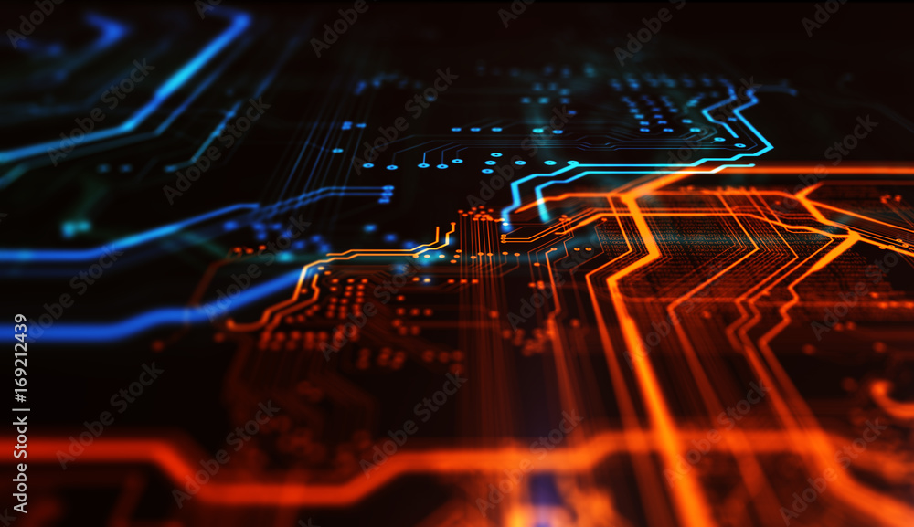 Orange, blue technology background/Orange and blue technology ...