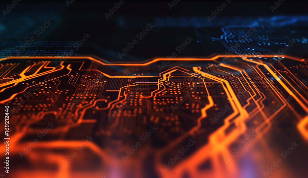 Orange, blue technology background/Orange and blue technology ...