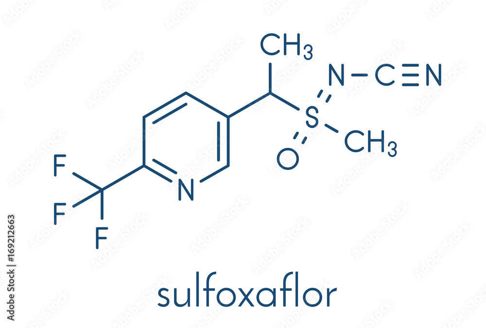 Sulfoxaflor insecticide molecule. Skeletal formula. Stock-Vektorgrafik ...