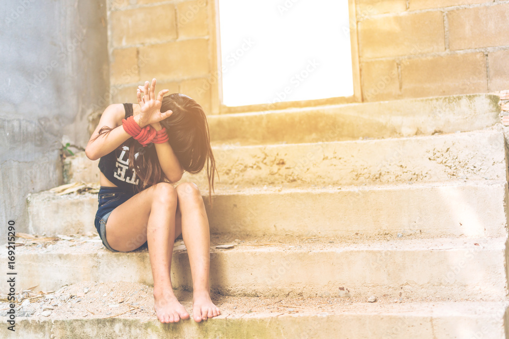 Women of a victim tied up with rope Stock Photo | Adobe Stock