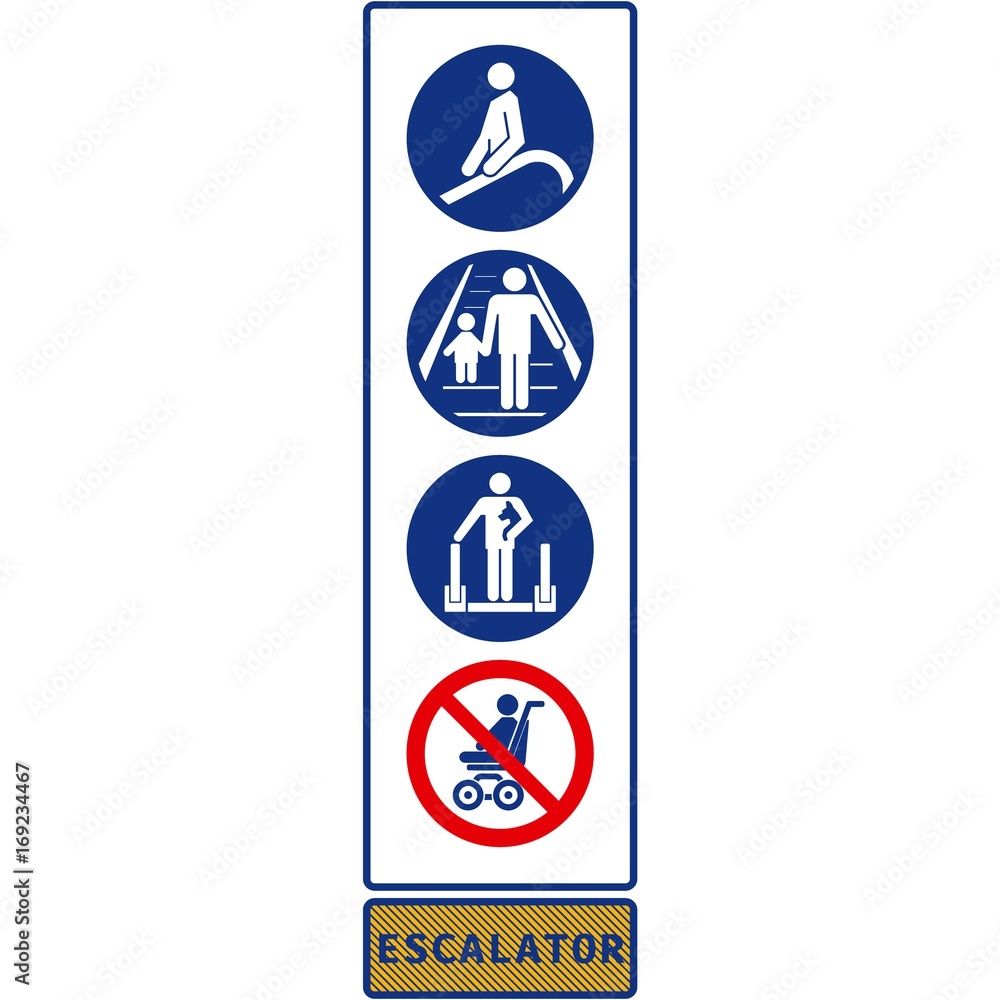 VECTOR. Set of icons. Escalator sign icons on white background. For ...