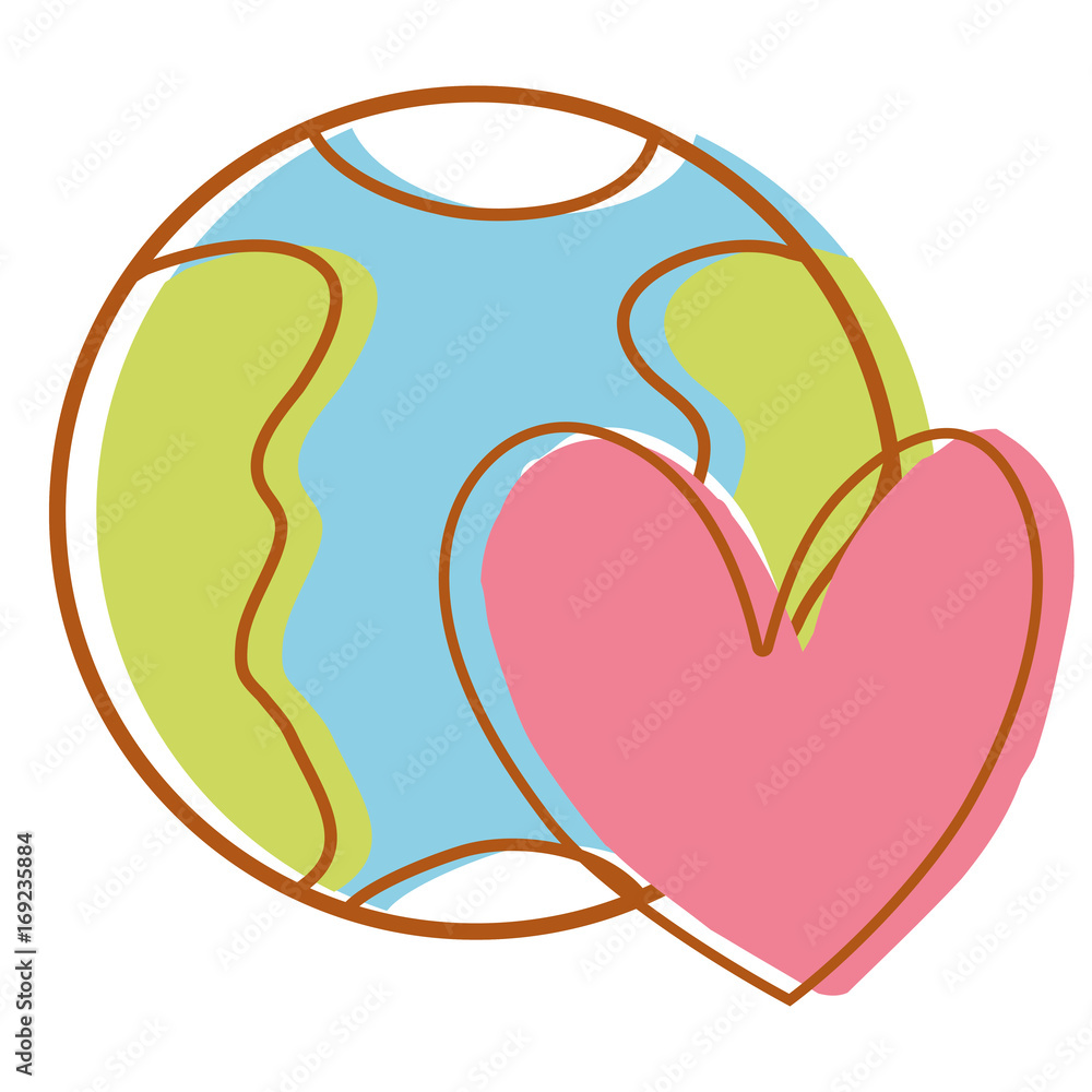 earth planet with heart symbol of love Stock Vector | Adobe Stock