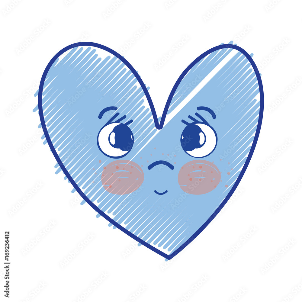 kawaii cute sad heart design Stock Vector | Adobe Stock