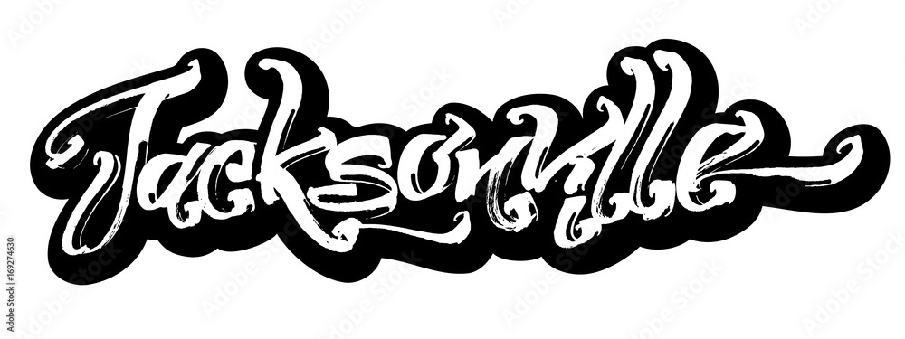 Jacksonville. Sticker. Modern Calligraphy Hand Lettering for Serigraphy ...