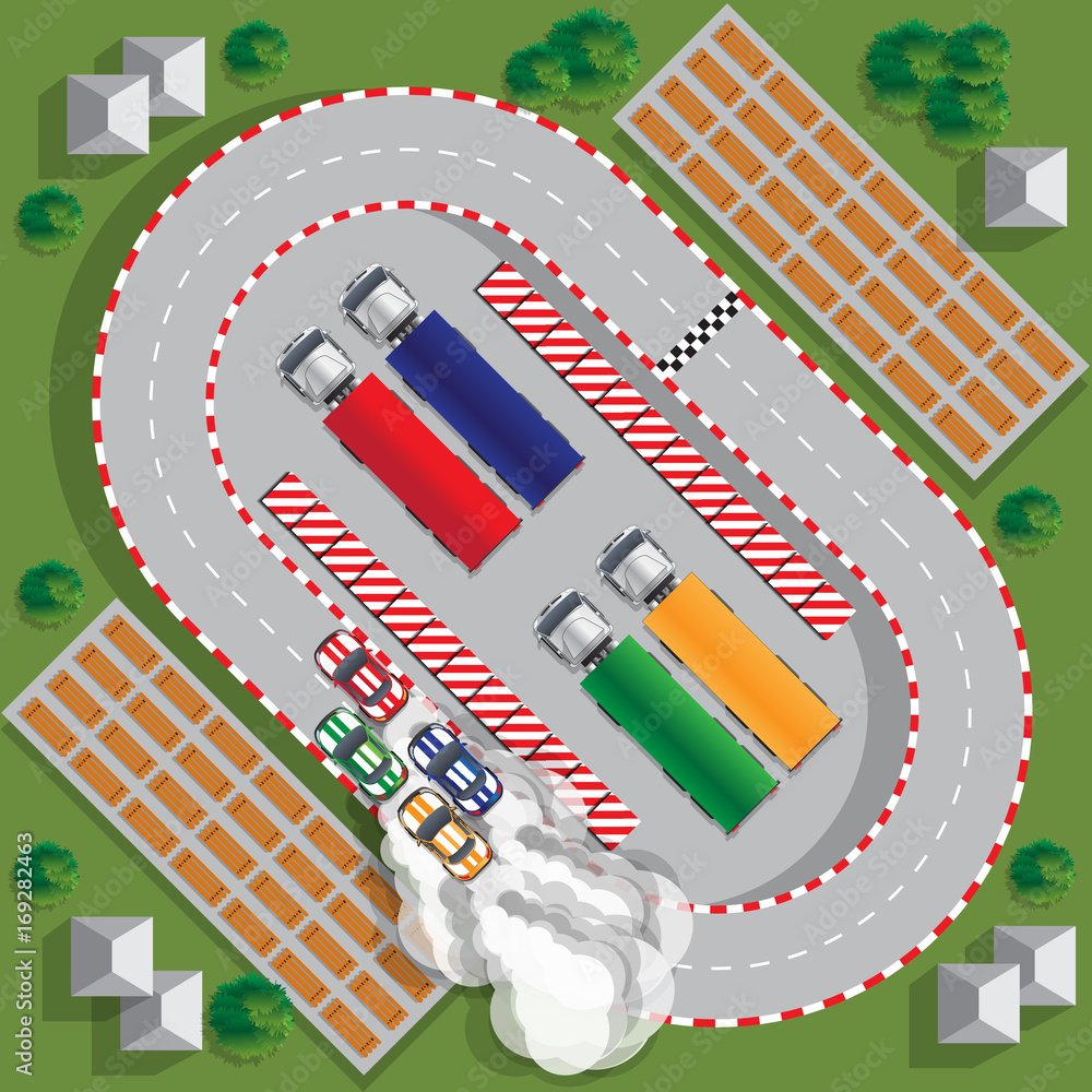Race track. View from above. Vector illustration. Stock Vector | Adobe ...
