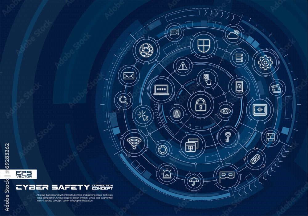 Abstract cyber security background. Digital connect system with ...