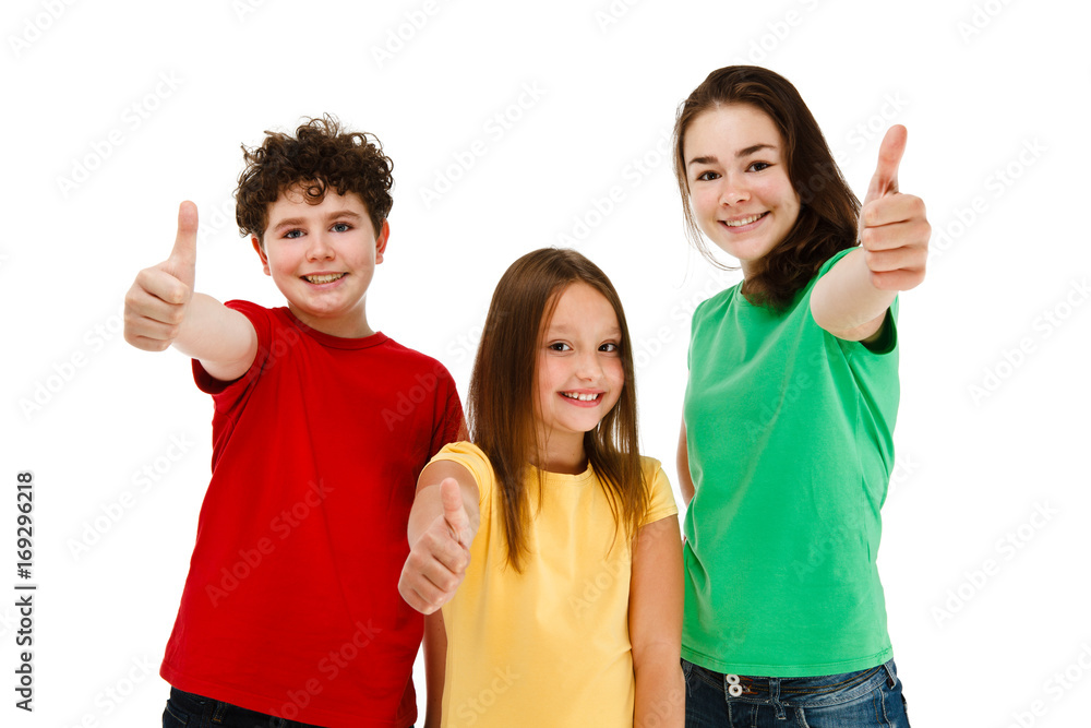 Kids showing OK sign isolated on white background Stock Photo | Adobe Stock