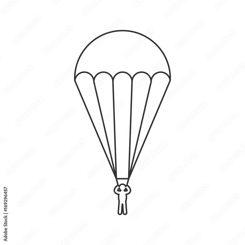 Black outline icon of parachute on white background. Line Icon of side ...