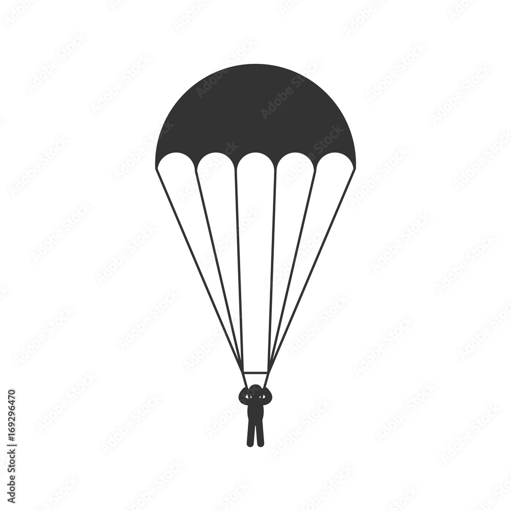 Black isolated silhouette of parachute on white background. Icon of ...