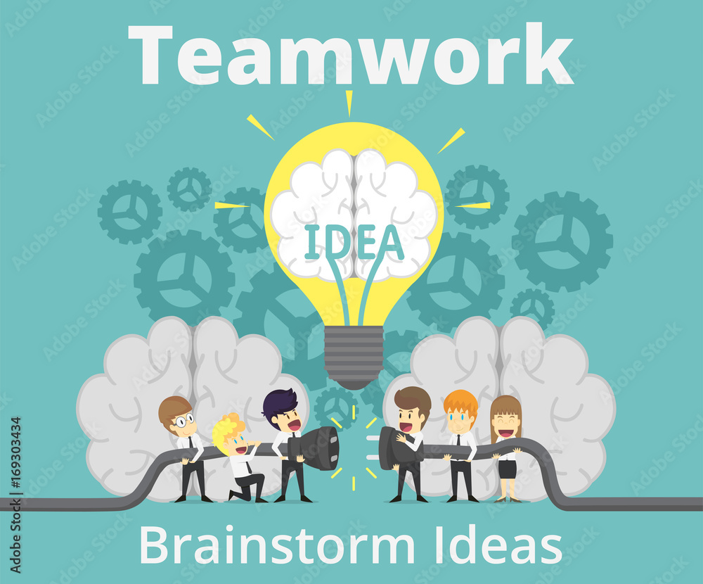 Businessman teamwork charging battery power to his business team ...