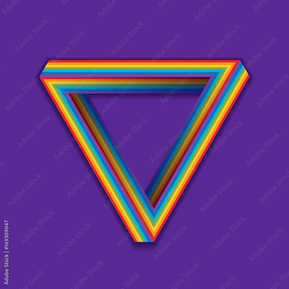 LGBT pride symbol. Rainbow seamless triangle on a violet. The Penrose ...