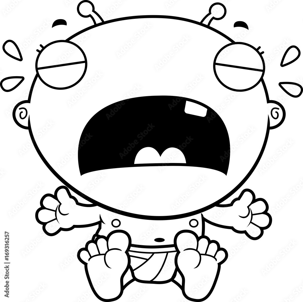 Cartoon Baby Alien Crying Stock Vector | Adobe Stock