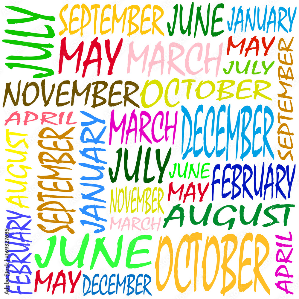 The names of the months written in different colors Stock Vector ...