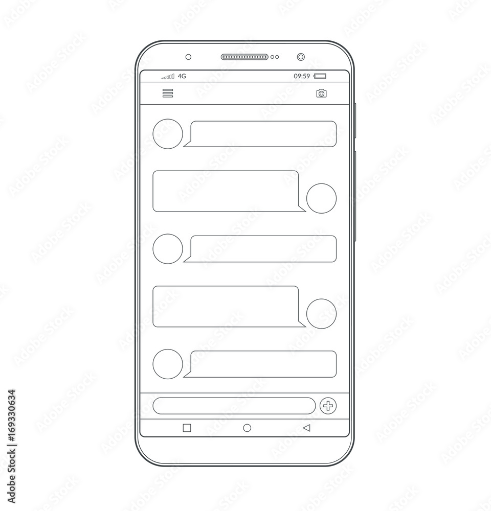 Smartphone outline icon. Vector wireframe contour of modern mobile ...