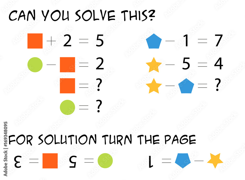 Vetor de Mathematical riddle for children - find out what numbers do ...