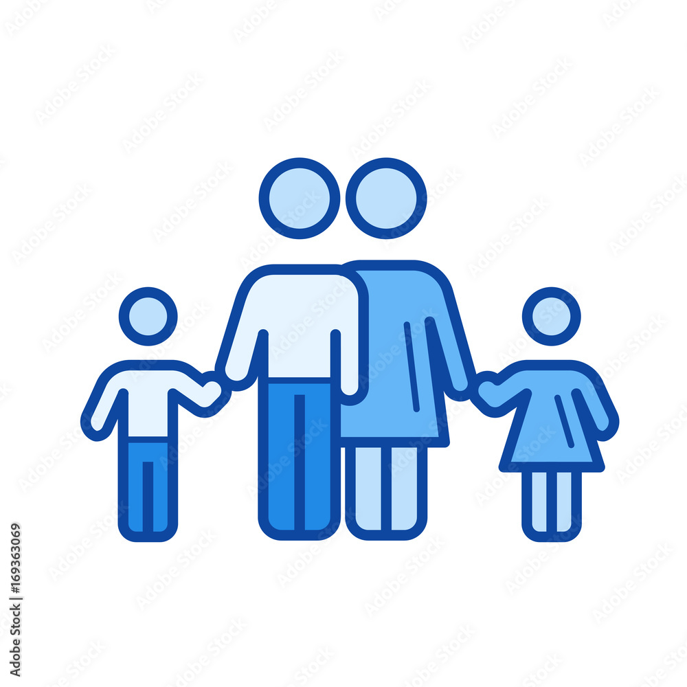 Family relationship vector line icon isolated on white background ...