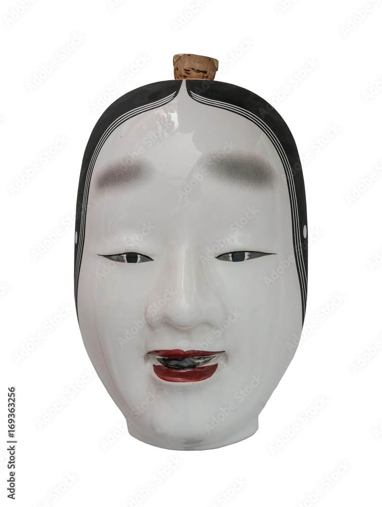 Face of Traditional japanese theater masks made of Seramic on white ...