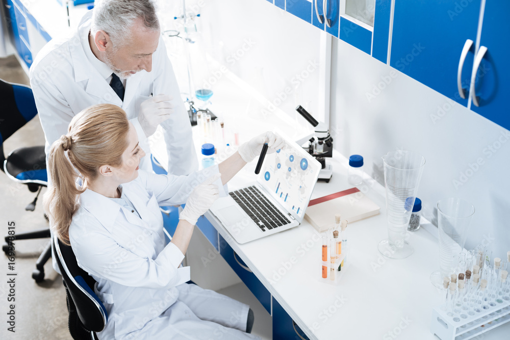 Top view photo of working process in the laboratory Stock Photo | Adobe ...