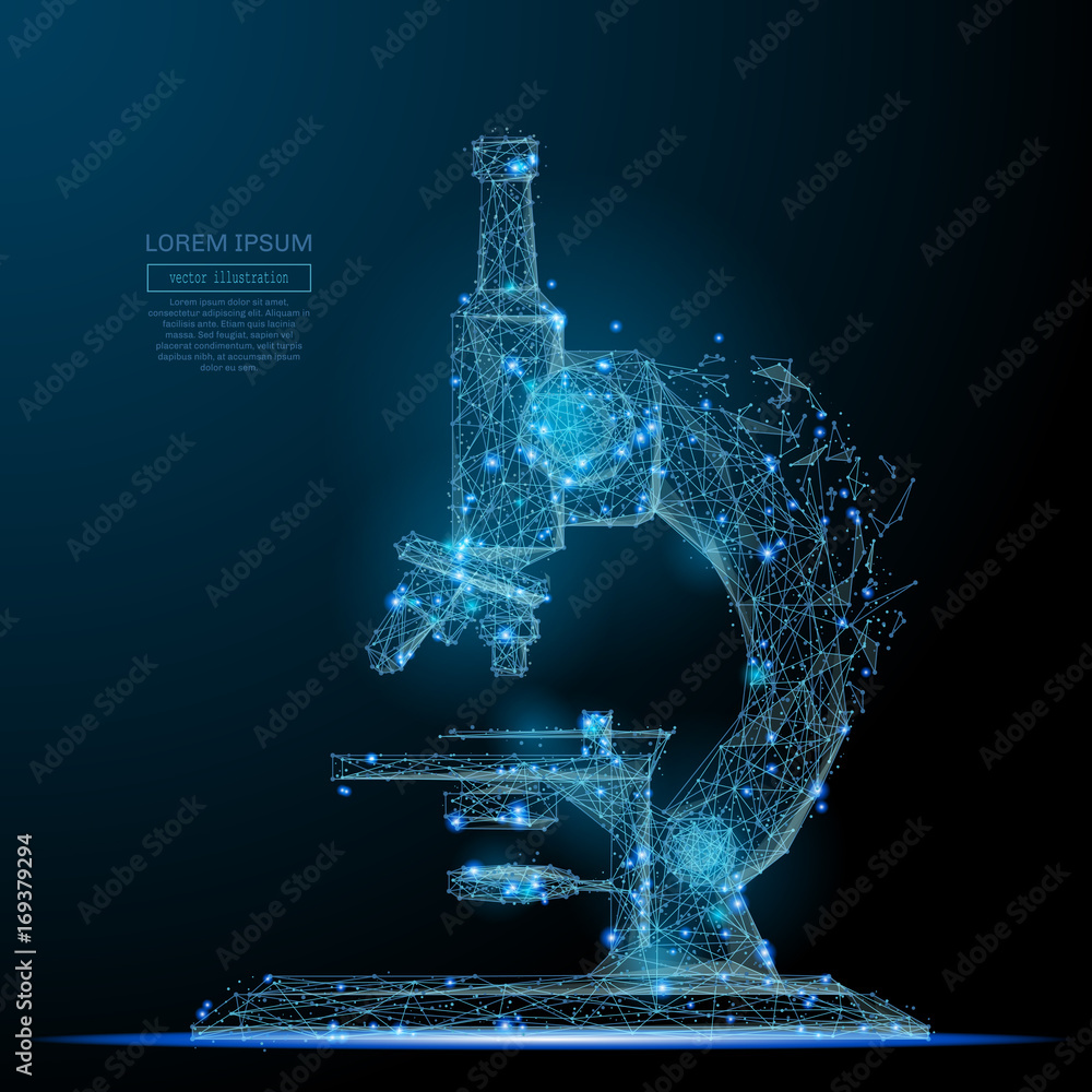 Abstract image of a microscope in the form of a starry sky or space ...