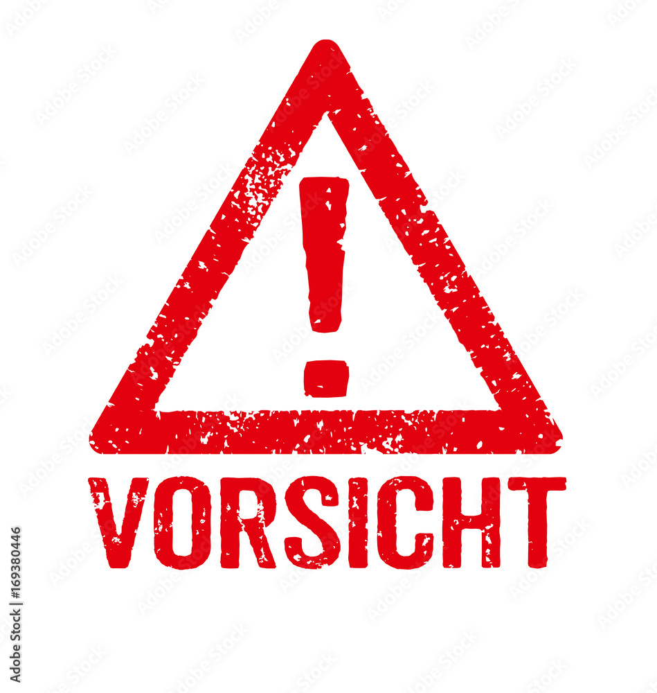 Roter Stempel auf weißem Hintergrund - Vorsicht Stock-Illustration ...