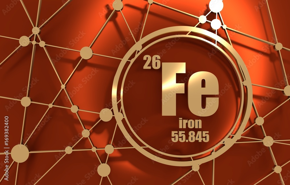 Iron chemical element. Sign with atomic number and atomic weight ...