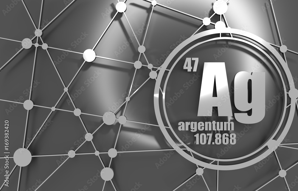 silver chemical element. Sign with atomic number and atomic weight ...