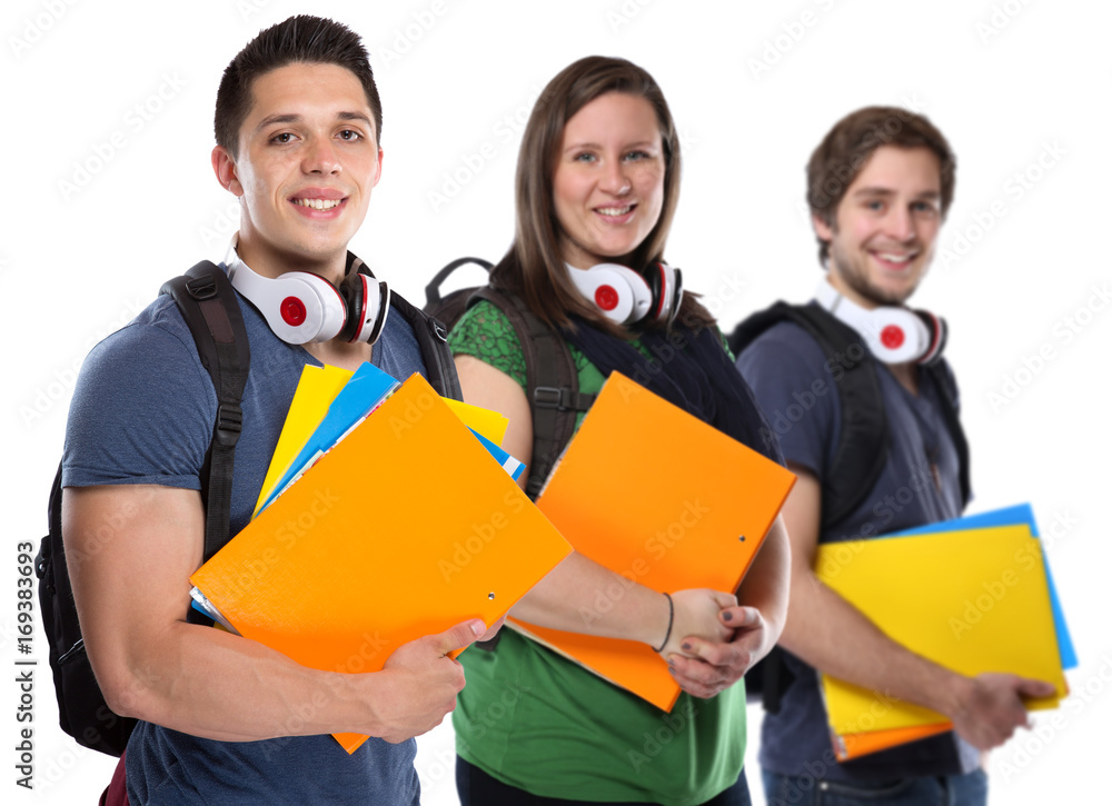 Studenten Studierende Student lachen Jugendliche in einer Reihe ...