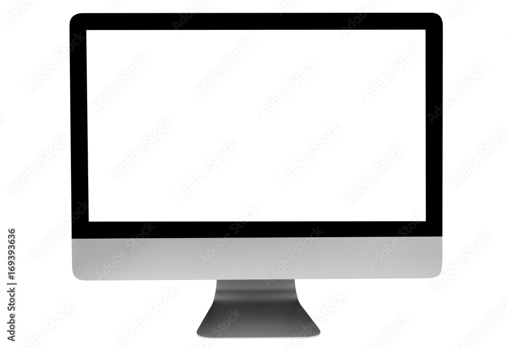 pc computer on office desk workspace table showing blank isolated white ...