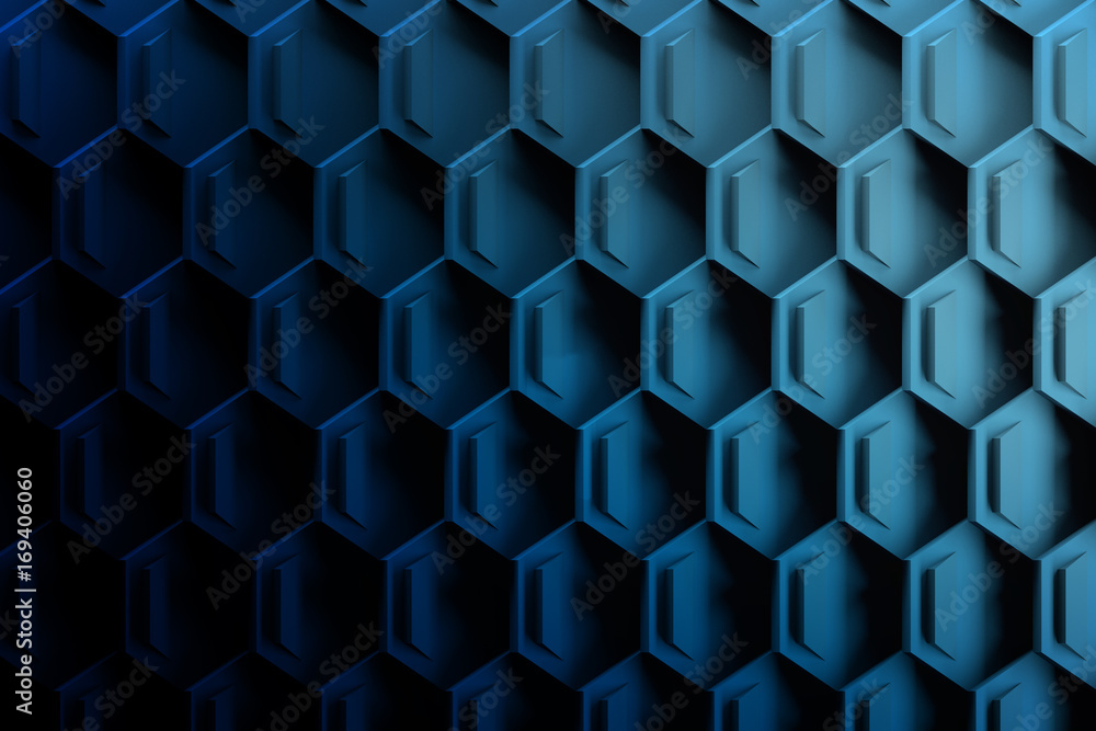 Geometric futuristic honeycomb pattern in dark blue colors. Background ...