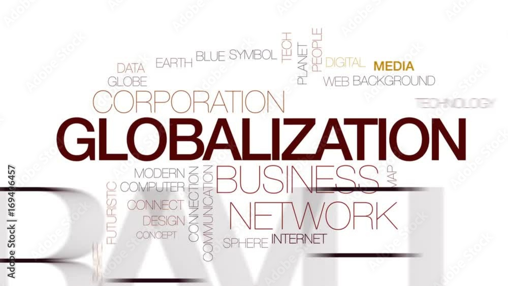 Globalization animated word cloud, text design animation. Kinetic ...