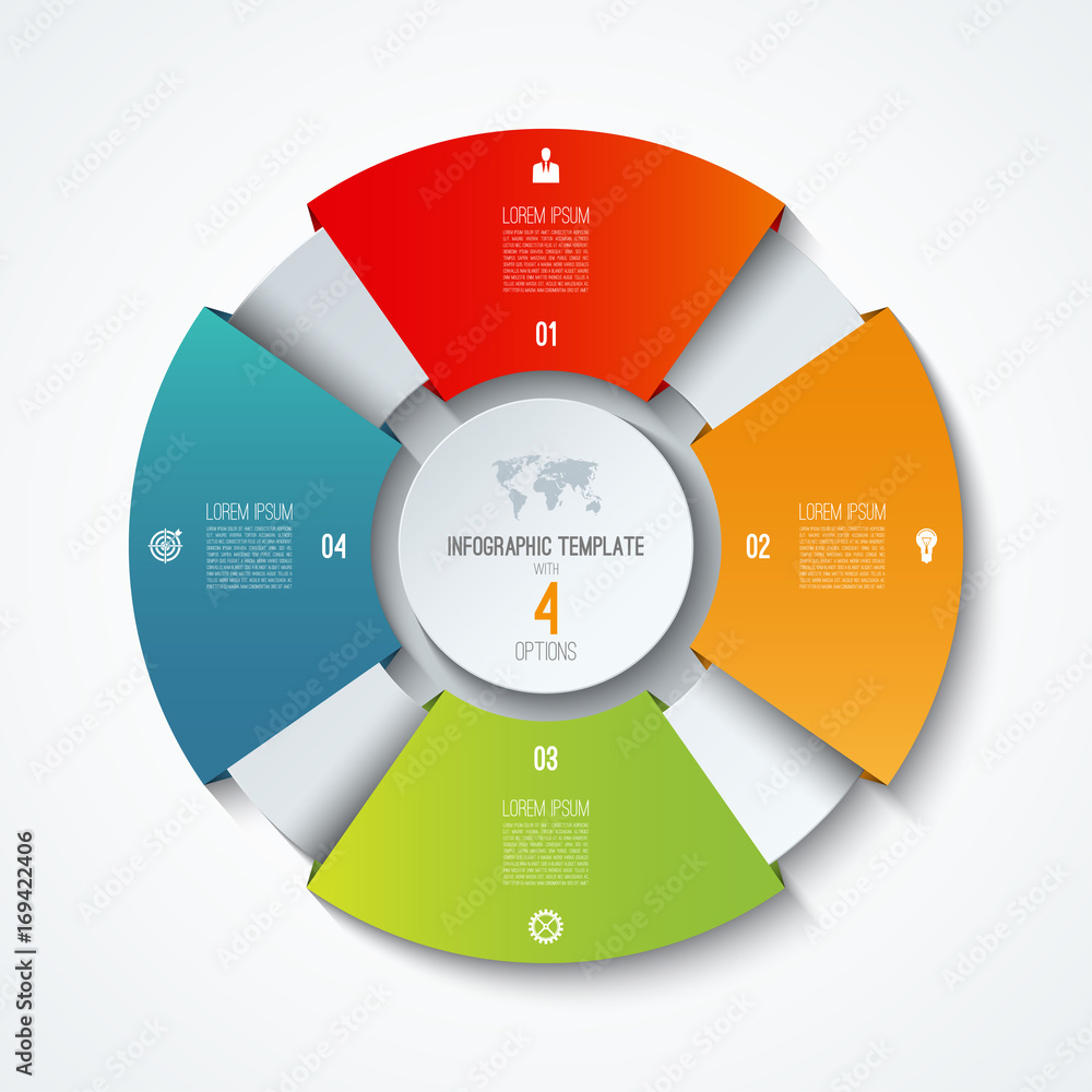 Circle infographic template. Process wheel. Vector pie chart. Business ...