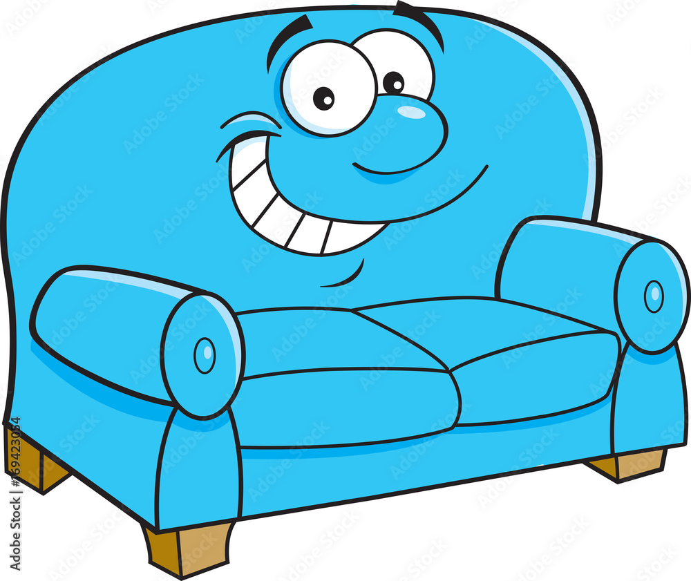 Cartoon illustration of a smiling couch. Stock Vector | Adobe Stock