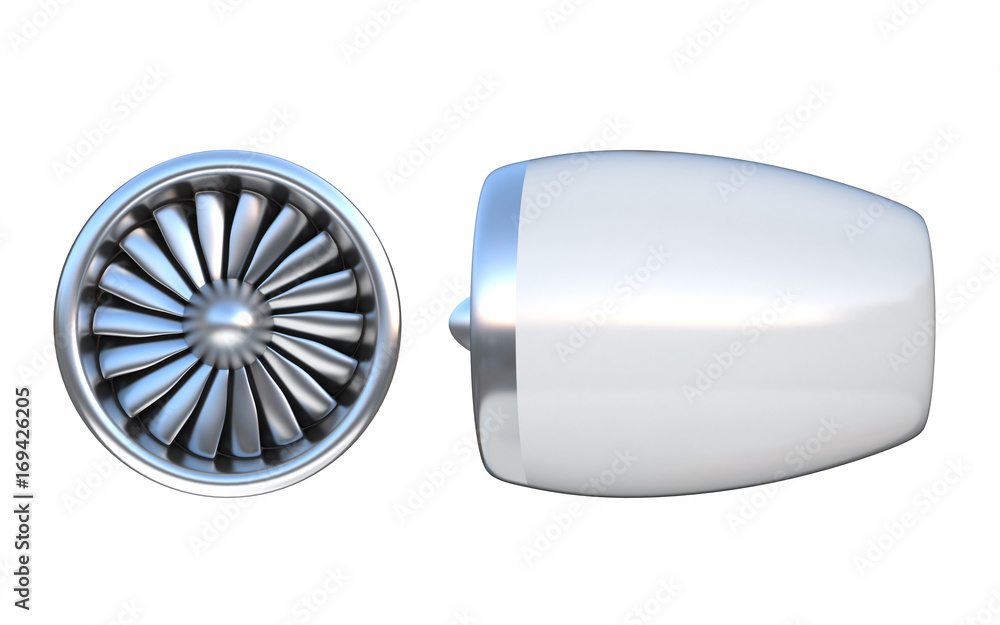 Jet engine front and side view 3d rendering Stock Illustration | Adobe ...