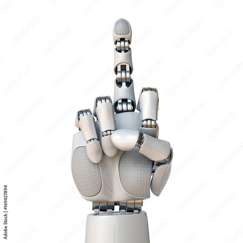 Robot hand showing middle finger 3d rendering ilustración de Stock ...