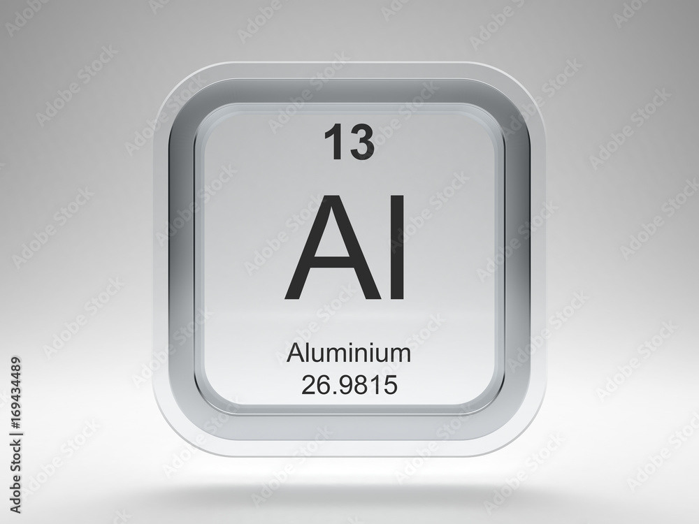 Aluminium symbol on modern glass and metal rounded square icon Stock ...