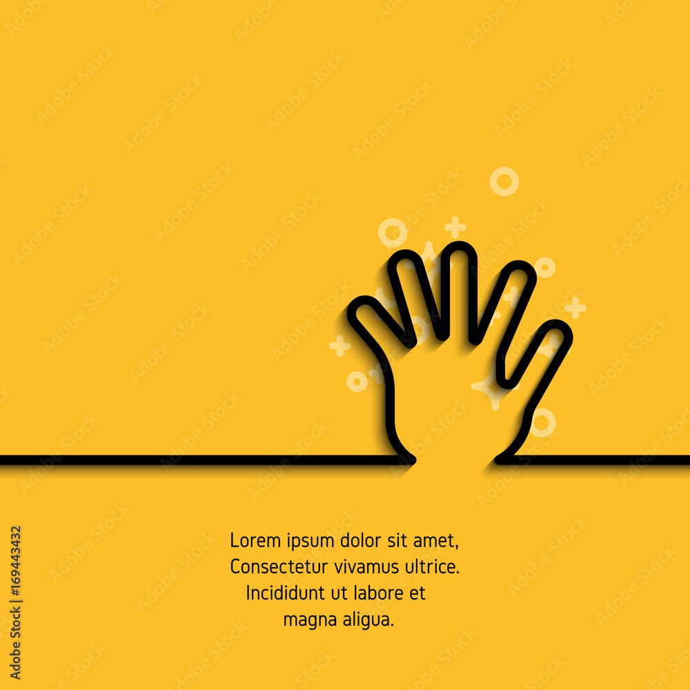Icon of greeting hand in line art style. Outline symbol of gesture hand ...