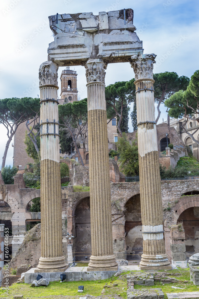 Temple of Vespasian Corinthian Columns Roman Forum Rome Italy Stock ...