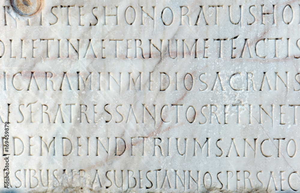 Marble headstone with latin text, background, texture Stock Photo ...