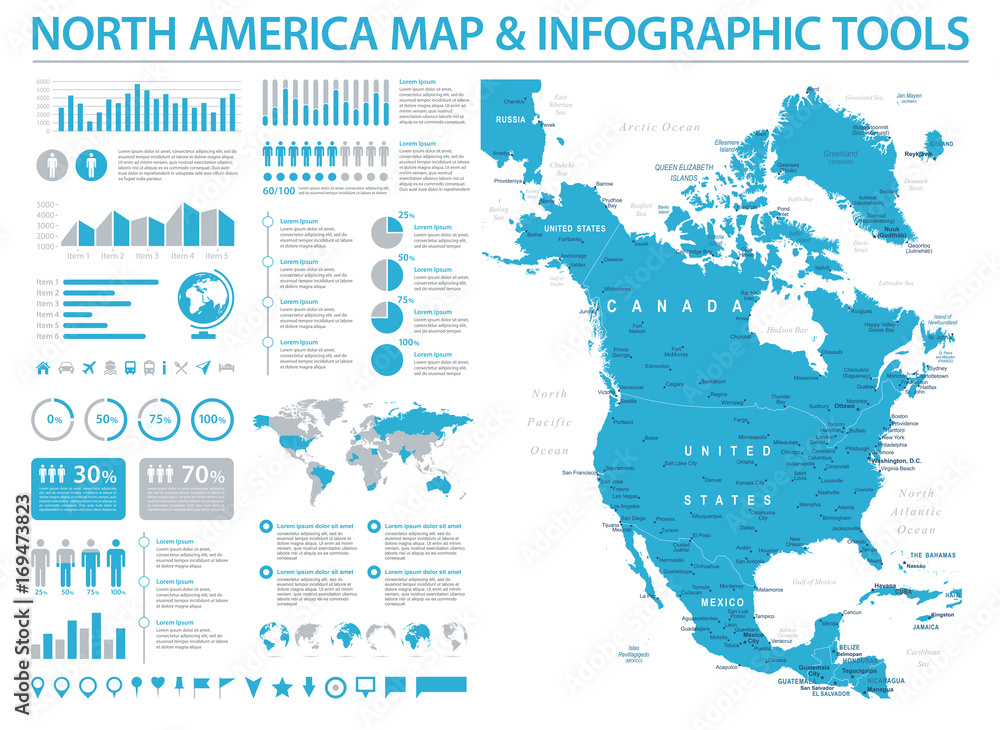 North America Map - Info Graphic Vector Illustration Stock Vector ...